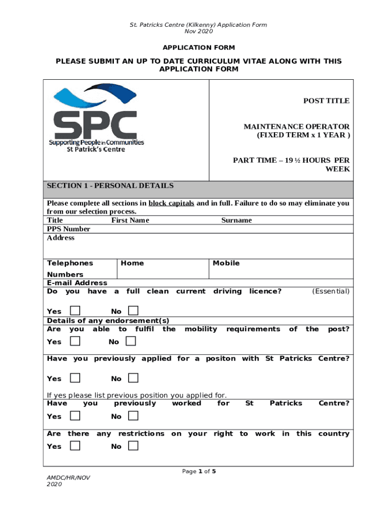 Maintenance-Operator-application- ... Doc Template | pdfFiller