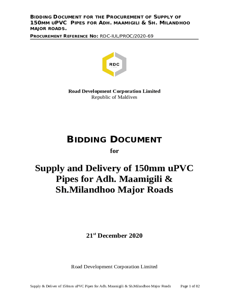 Supply and Delivery of 150mm uPVC Pipes for Adh. ... Doc Template ...