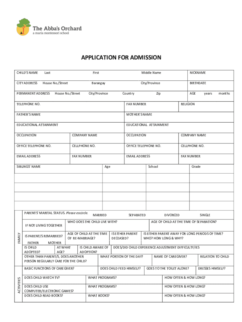 Fillable Online Home - The Abba's Orchard Erdkinder Montessori Fax ...