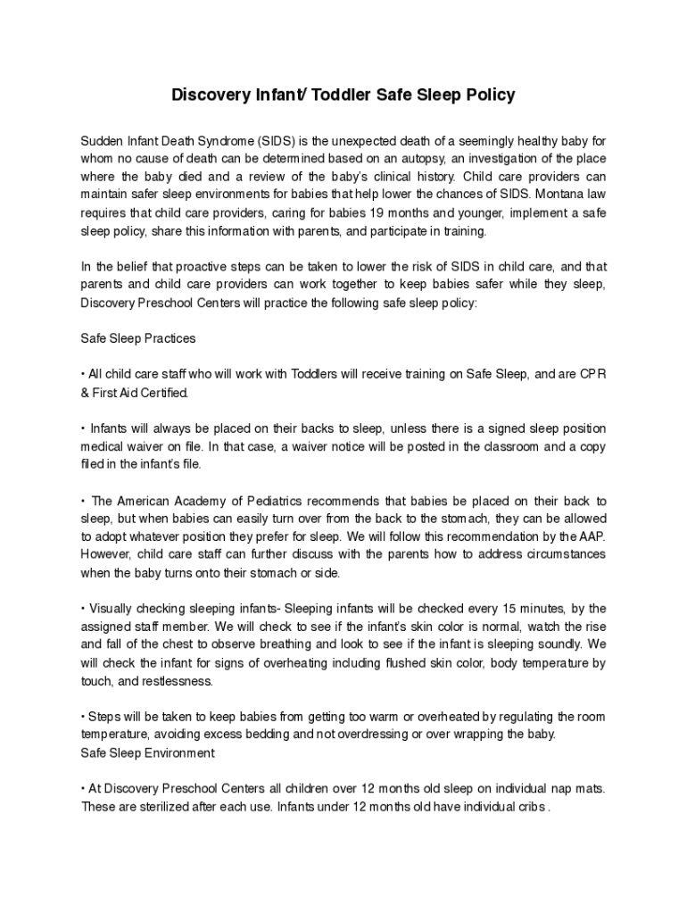 Fillable Online SIDS prevention and safe sleep for infants: What you ...