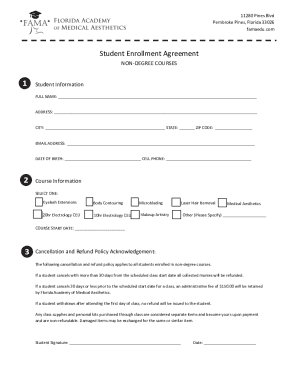 Fillable Online Enrollment Agreement (NON DEGREE) V2.docx Fax Email ...