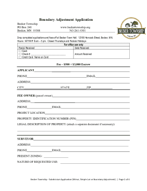 Fillable Online Drop completed applications and fees off at Becker Town ...