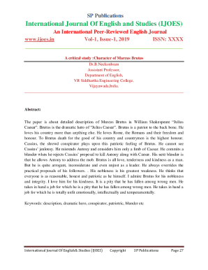 Fillable Online Character Analysis Brutus - Julius Caesar Fax Email ...