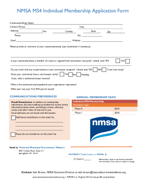 Fillable Online NMSA MS4 Individual Membership Application Form Fax ...