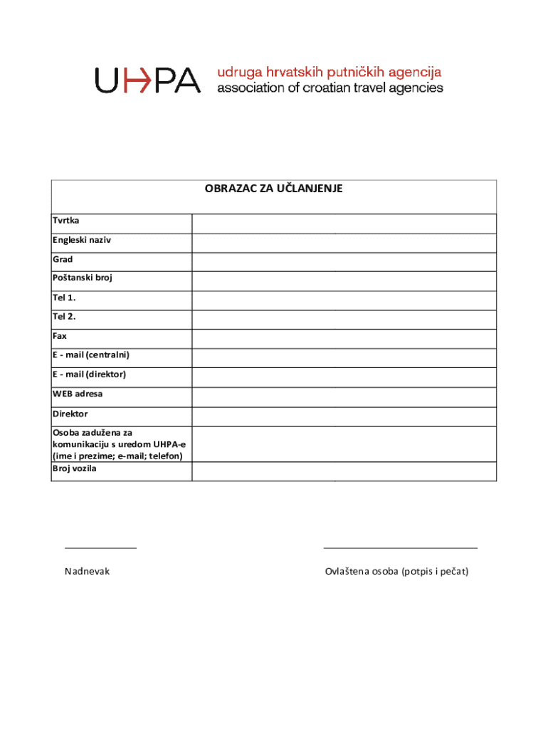 Fillable Online OBRAZAC ZA ULANJENJE Fax Email Print - pdfFiller
