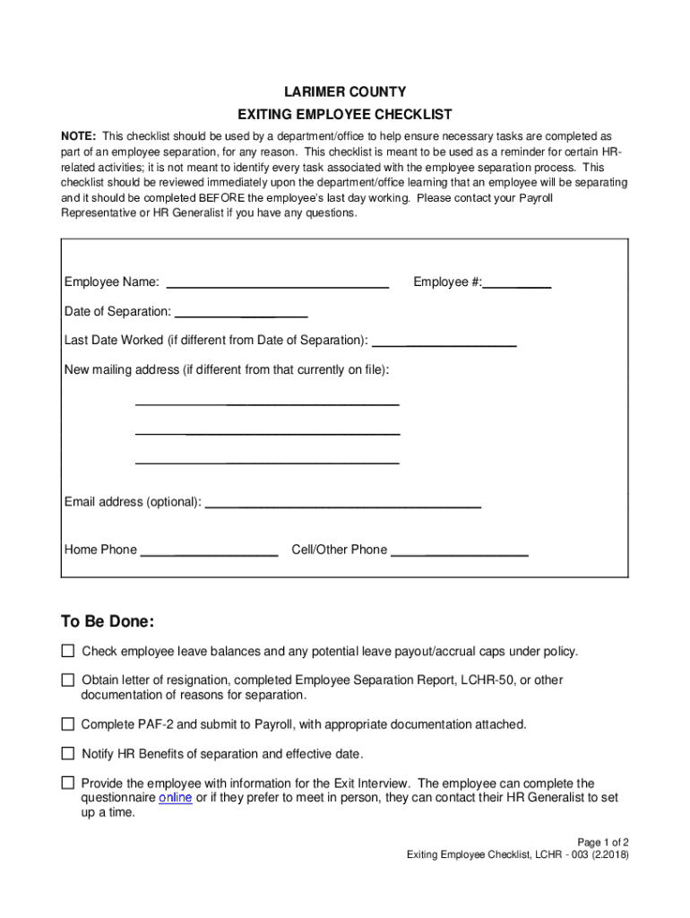 Fillable Online Employee separation checklist: What you need to know ...