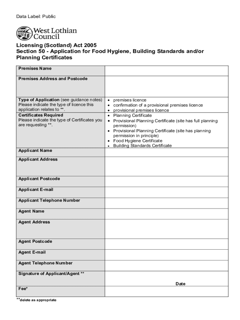 Fillable Online Section 50 Certificate (Environmental Health) Fax Email ...
