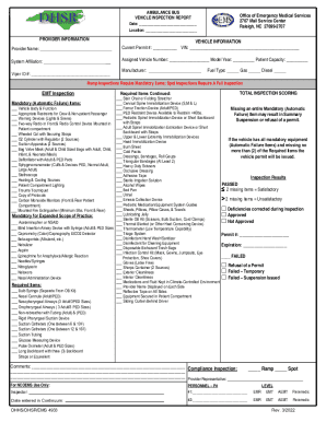 Fillable Online Ambulance Bus Vehicle Inspection Report Fax Email Print - pdfFiller