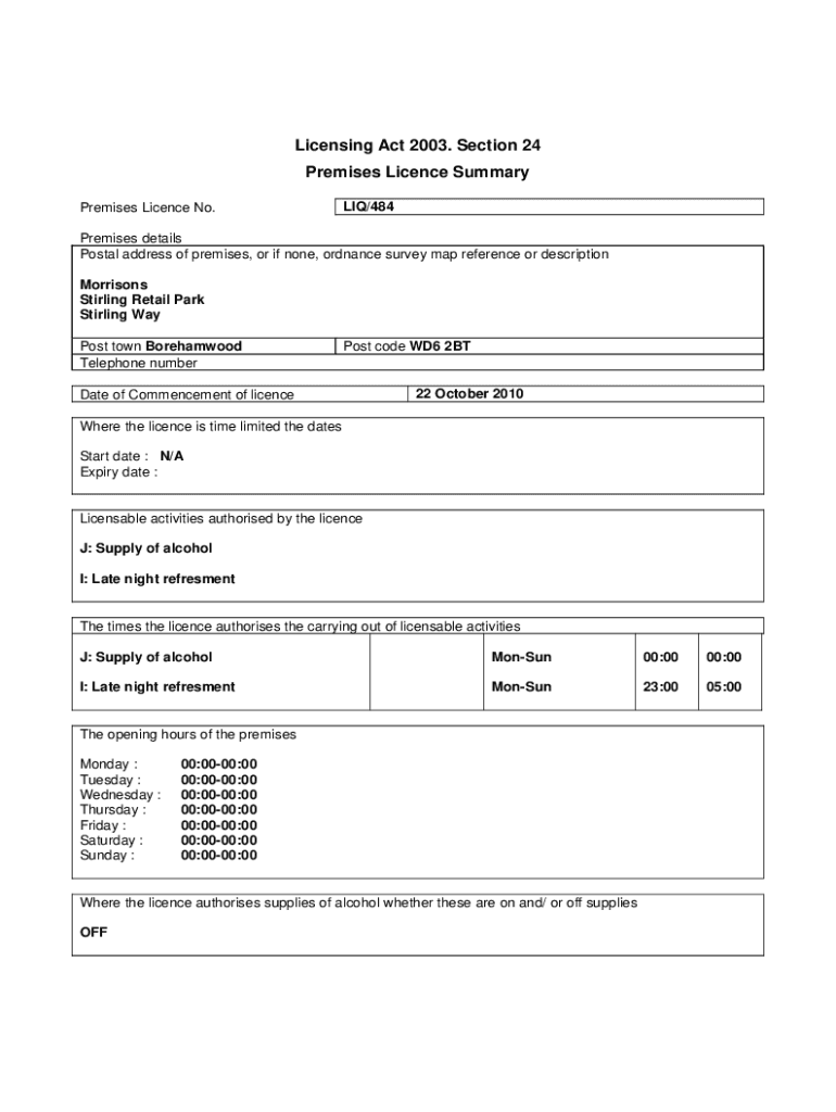 Fillable Online Morrisons Stirling Retail Park Borehamwood WD6 2BT. LIQ ...