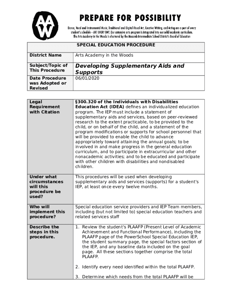 Developing IEP Content: Present Level of Academic ... Doc Template | pdfFiller
