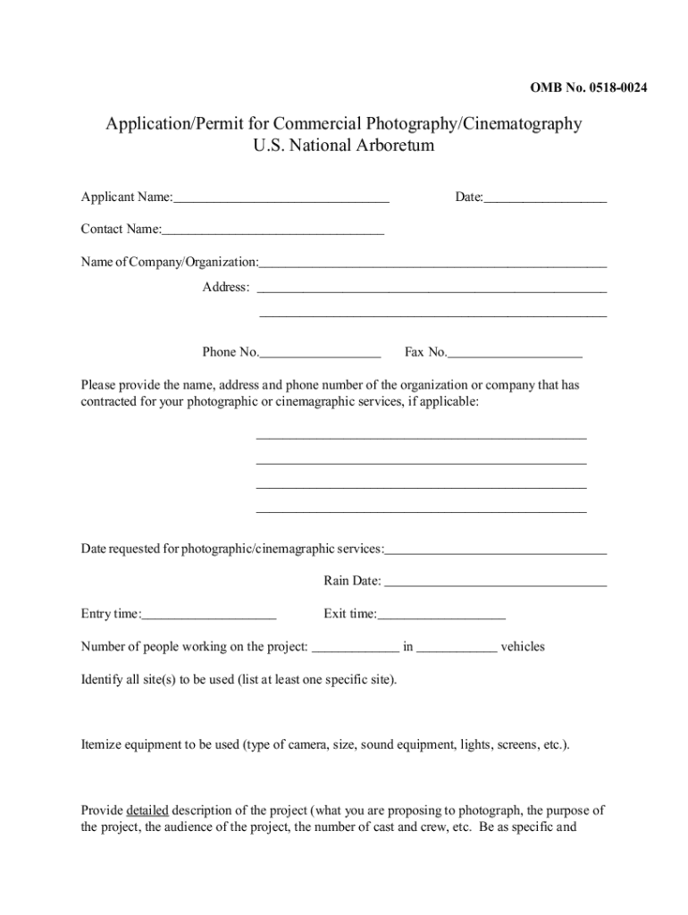 Fillable Online Permit - U.S. National Arboretum - USDA Fax Email Print ...