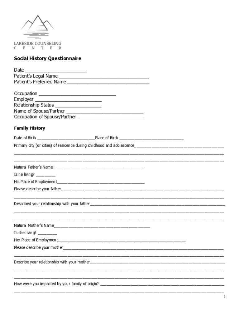 Fillable Online Adult History Questionnaire - Timothy M. Lane, Ph.D ...