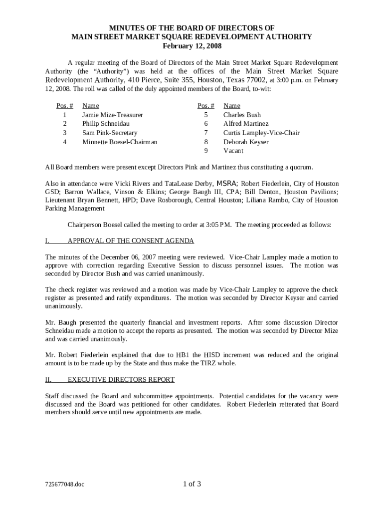 Main Street Market Square Redevelopment Authority Doc Template | pdfFiller