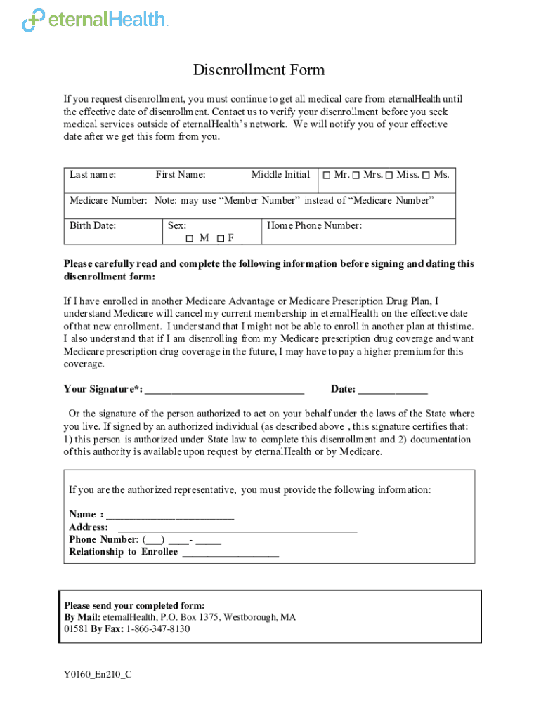 Fillable Online the effective date of disenrollment Fax Email Print ...