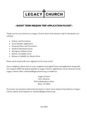 Fillable Online Short-Term Mission Forms Fax Email Print - pdfFiller