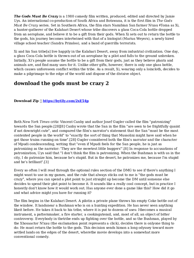 Fillable Online Zackry T. Farmer: Revisiting the Gods Must Be Crazy ...