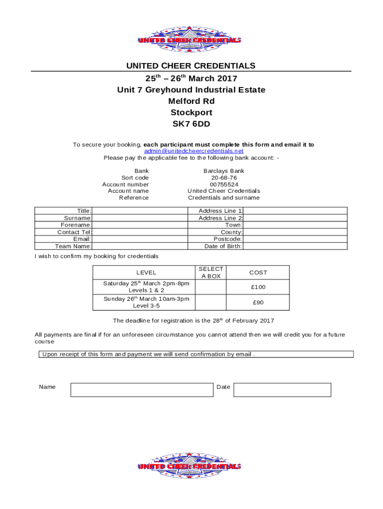 Pixies Cheer Gym - Hazel Grove Doc Template | pdfFiller