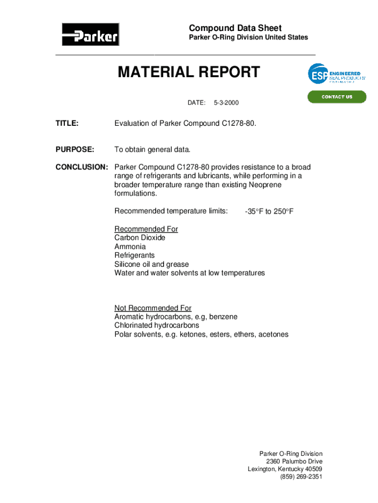 Fillable Online Parker O-Ring Material Offering Guide Fax Email Print - pdfFiller