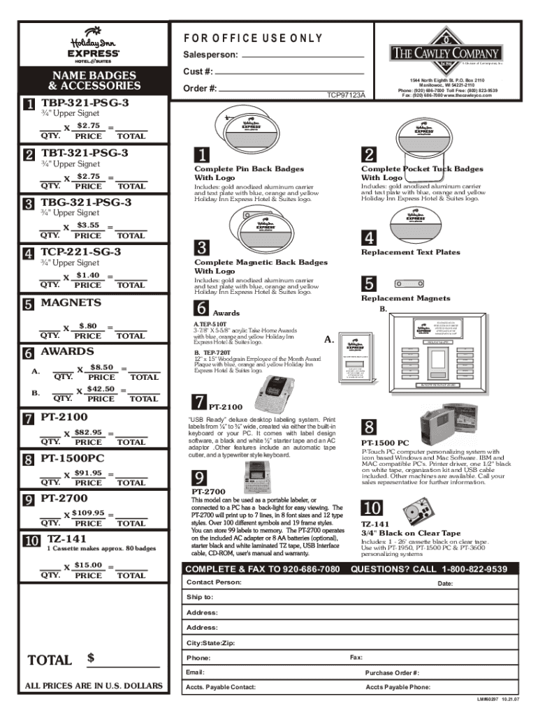 Fillable Online Name Tag, Inc.Identification - Tags, Badges & Plates ...