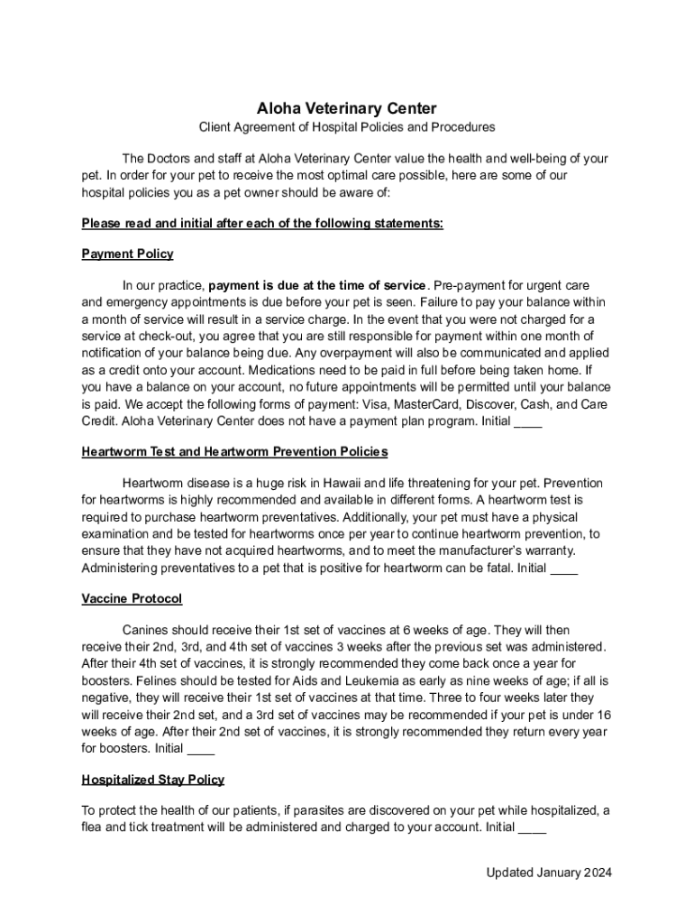 Fillable Online Aloha Vet Client Agreement Fax Email Print - pdfFiller