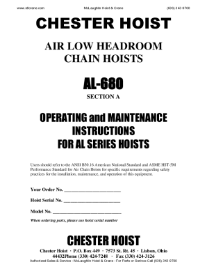 Fillable Online ASME B30.16 Hoist Inspection Requirements Fax Email ...