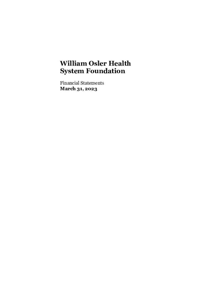 Fillable Online Financial statements of William Osler Health System Fax ...