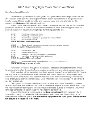 Fillable Online The guards of Crystal Lake... - Marching Tiger Color ...