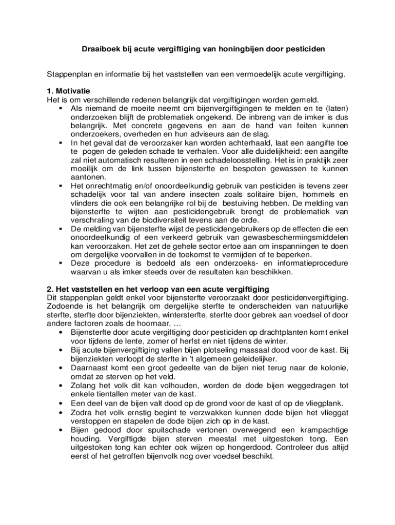 Invulbaar Online Draaiboek bij acute vergiftiging van honingbijen door ...