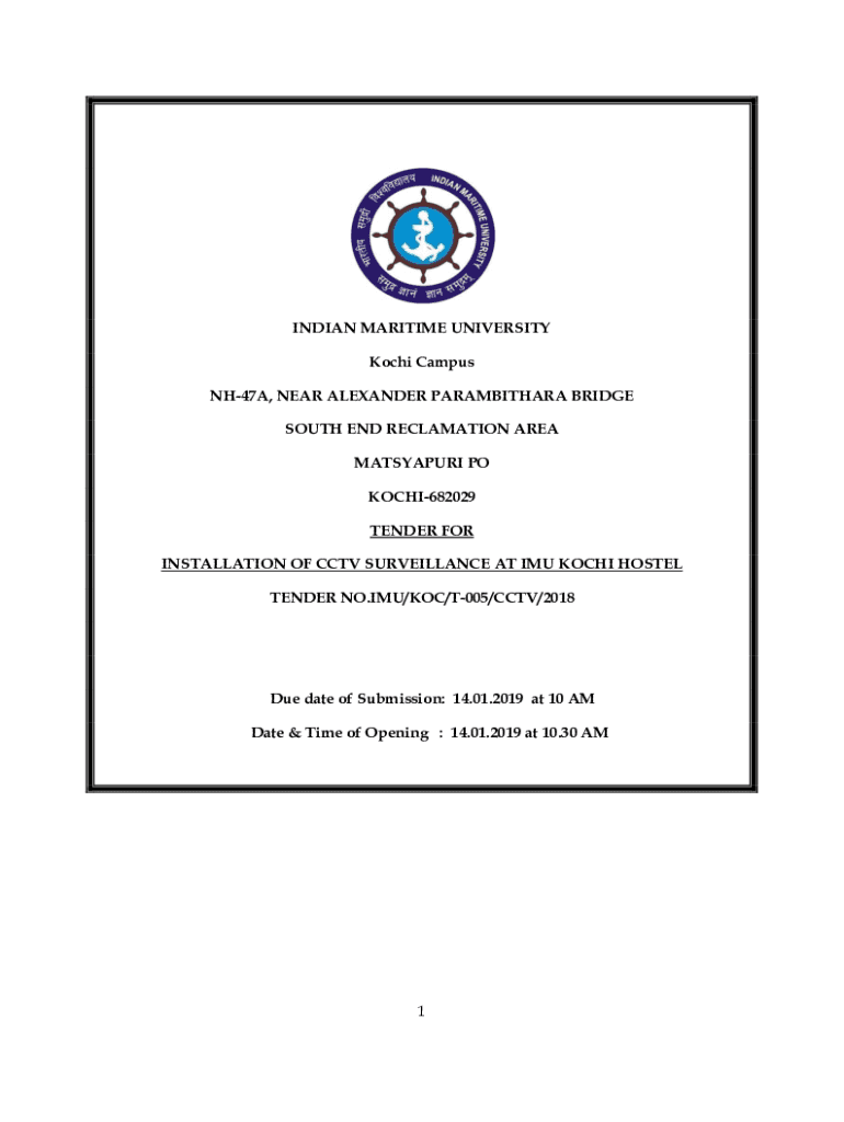 Fillable Online INDIAN MARITIME UNIVERSITY Kochi Campus NH-47A, ... Fax ...
