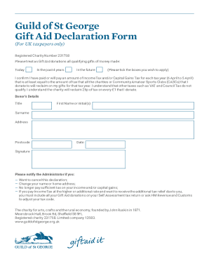 Fillable Online Guild of St George Gift Aid Declaration Form Fax Email ...