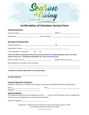 Fillable Online Confirmation of Volunteer Service Form - FINAL Fax ...