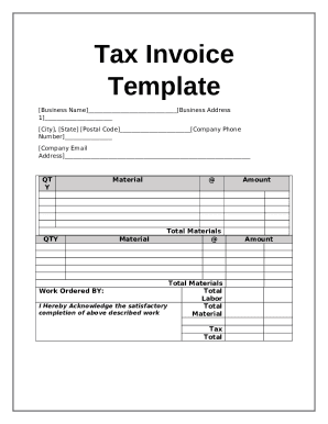 Tax Invoice Template Doc Template | pdfFiller