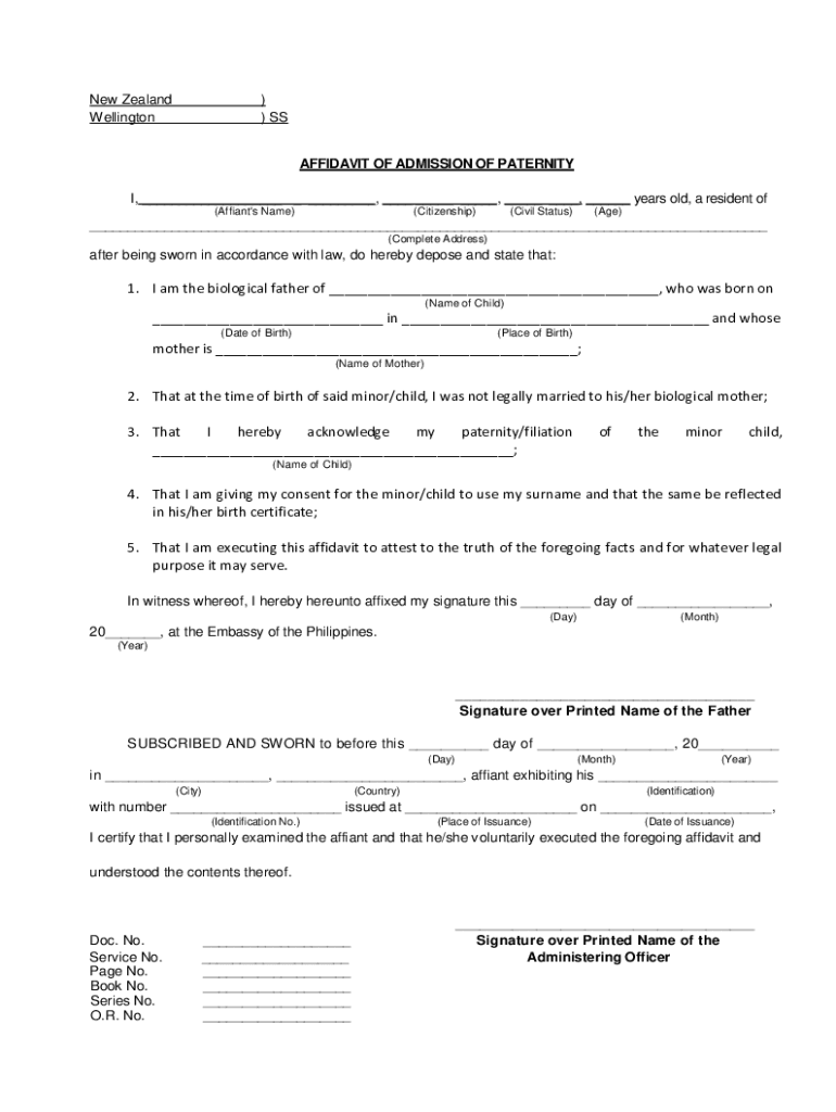 Fillable Online Affidavit of Admission of Paternity (AAP) Fax Email ...