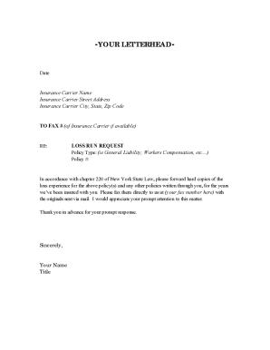 Fillable Online Request For Loss Runs - Fill Online, Printable ...