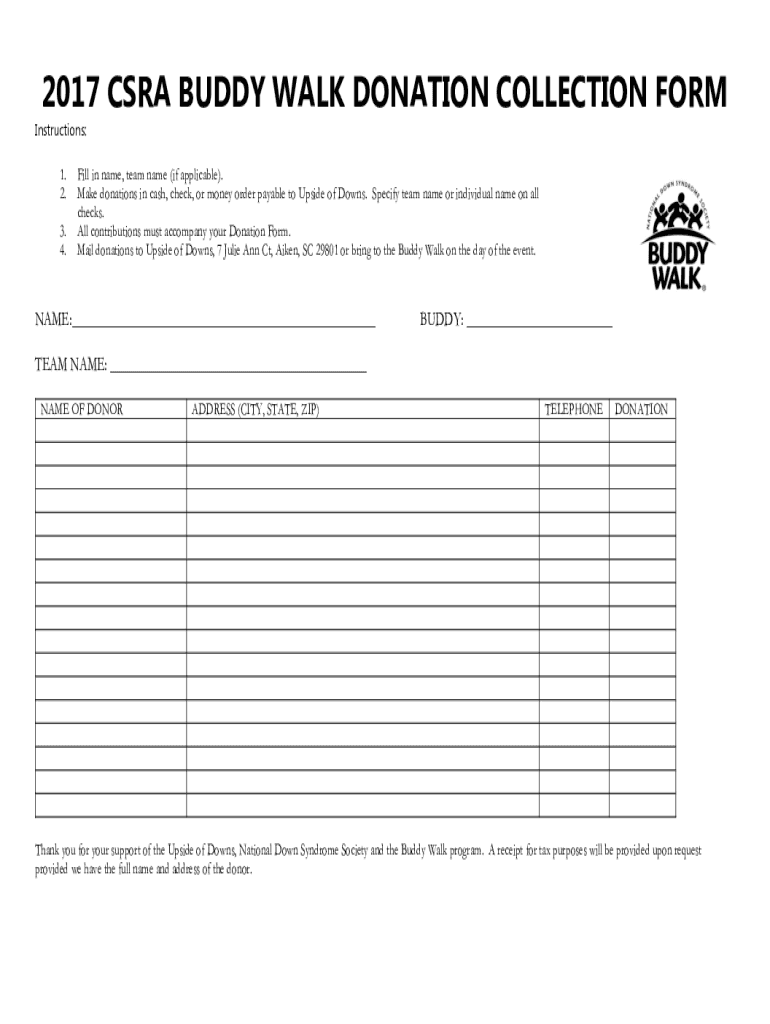 Fillable Online Donation Collection Form - Fill Online, Printable ...