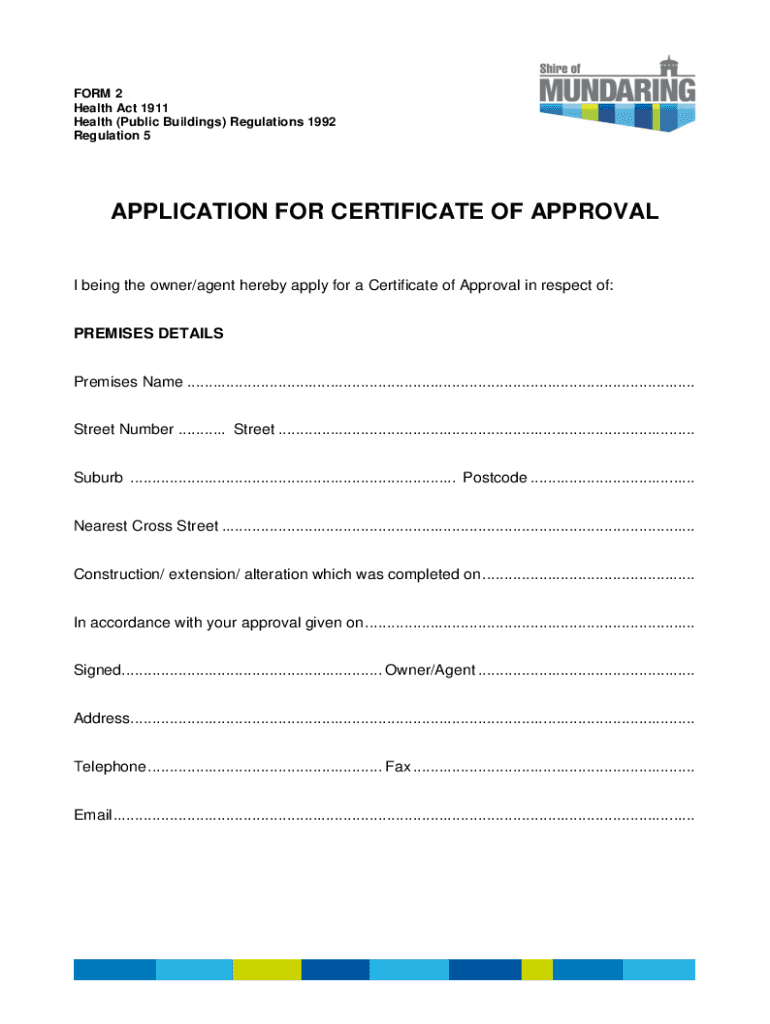 Fillable Online Public Building Application for Certificate of Approval ...