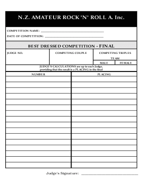 Fillable Online best dressed competition - final Fax Email Print - pdfFiller