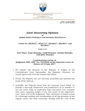 Joint Dissenting Opinion Doc Template | pdfFiller