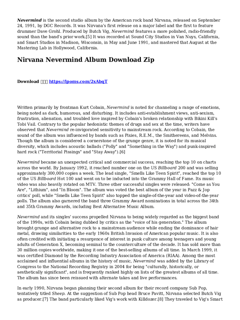 Fillable Online When Nirvana Got Kicked Out of Their 'Nevermind' Release ... Fax Email Print ...