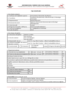 Fillable Online etti utcluj Fie discipline Fax Email Print - pdfFiller