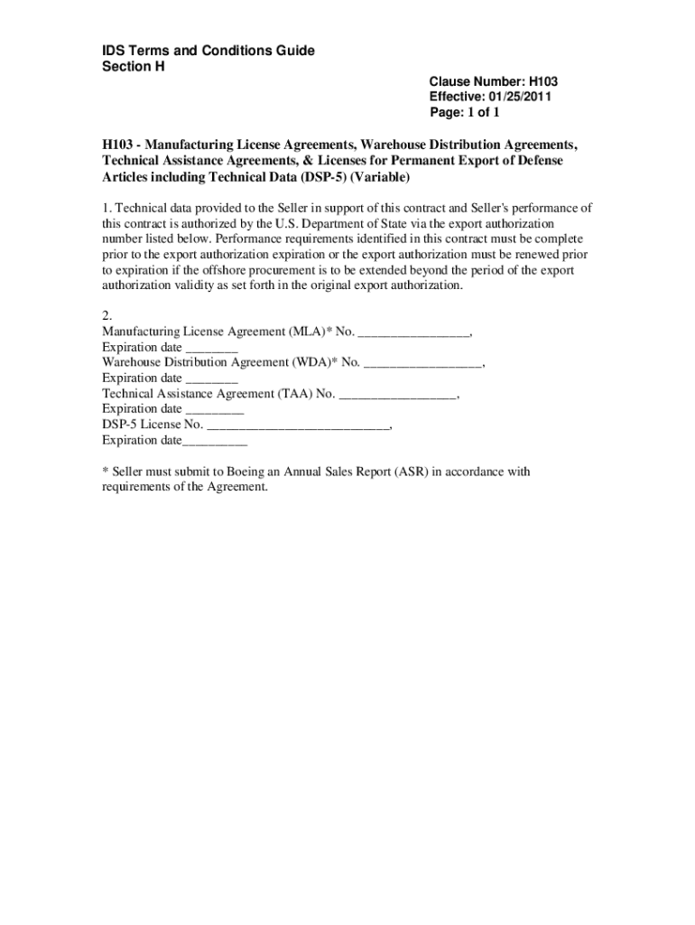 Fillable Online ITAR Part - 124 International Traffic in Arms ...