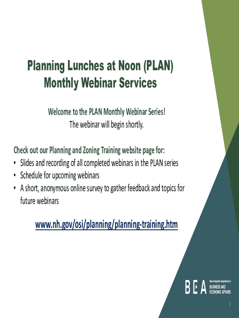 Fillable Online Planning Lunches at Noon (PLAN) Monthly Webinar ...