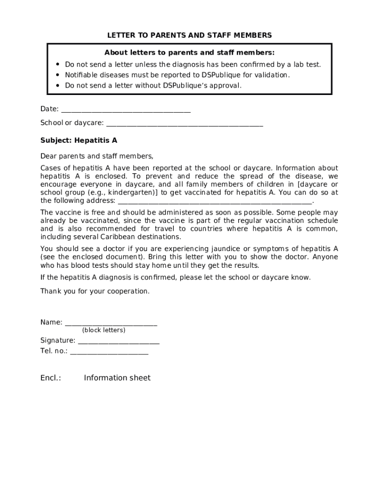 Sample Letters to Parents/Guardians of the School from the ...