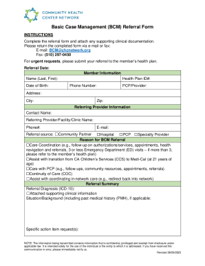 Fillable Online connect chcnetwork Basic Case Management (BCM) Referral ...
