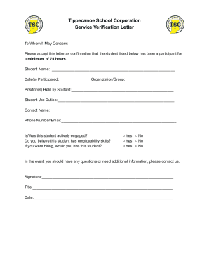 Fillable Online Service Verification Letter Fax Email Print - pdfFiller