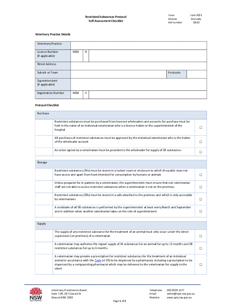 Fillable Online Restricted Substances Protocol Self-Assessment Checklist ... Fax Email Print ...