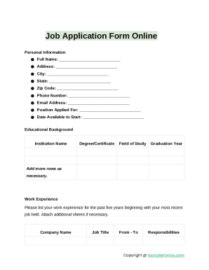 FREE 56+ Job Application Samples, PDF, Word, ... Doc Template | pdfFiller