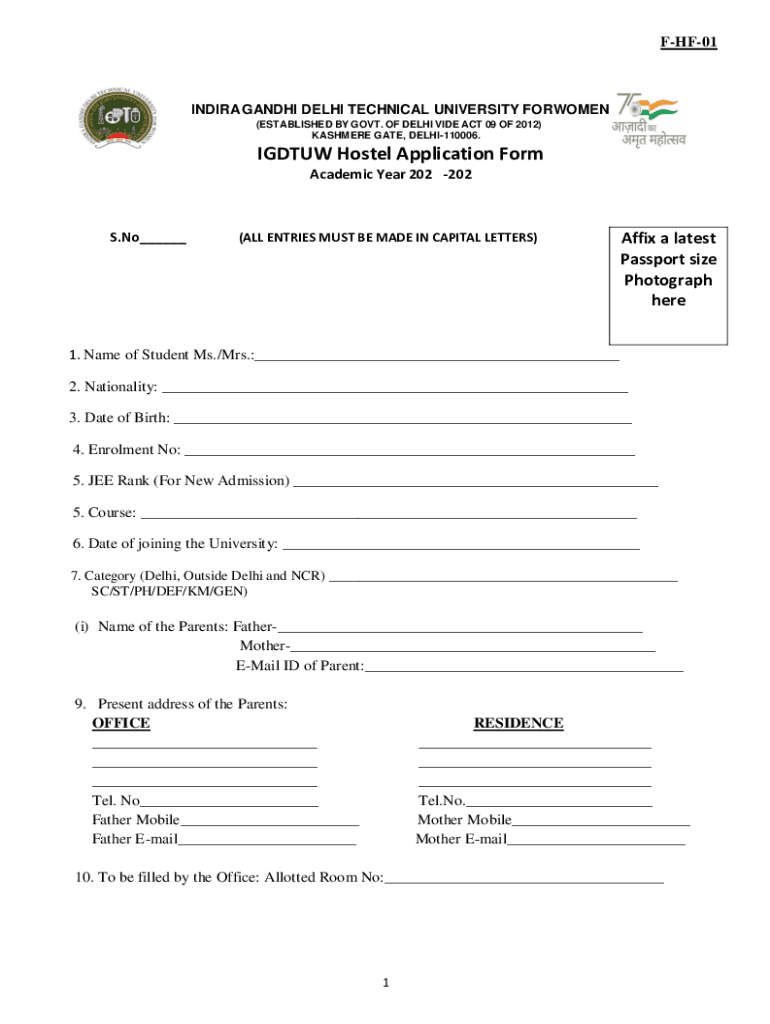Fillable Online Hostel Admission Form 2021-22 (1).pdf Fax Email Print ...