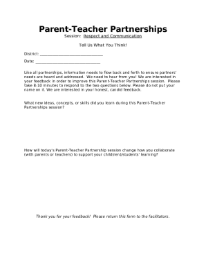 Parent-Teacher Partnerships Doc Template | pdfFiller
