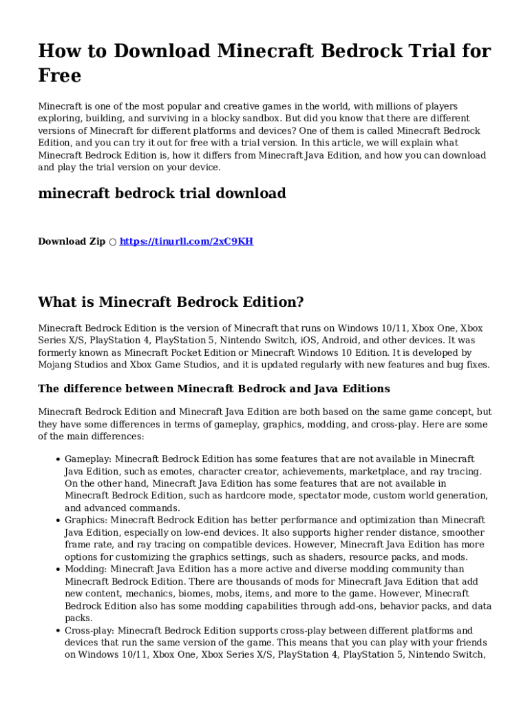 Fillable Online How to Download Minecraft Java & Bedrock Edition, Play ...